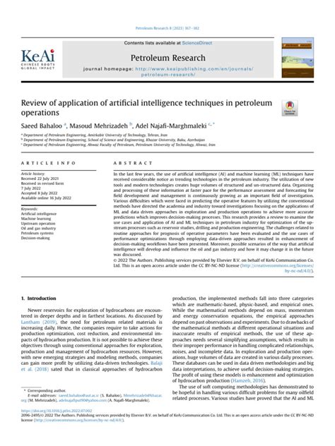 review of application of artificial intelligence techniques in