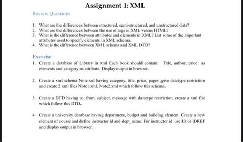 Solved Assignment 1 Xml Review Questions 1 What Are The