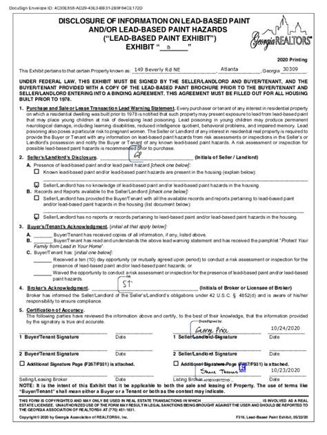 Fillable Online Lead Based Paint Exhibit Fax Email Print Pdffiller