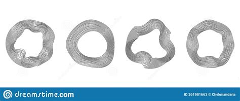 Set Of Abstract Deformed Circle Banners Distorted Contour Stock Vector Illustration Of Black