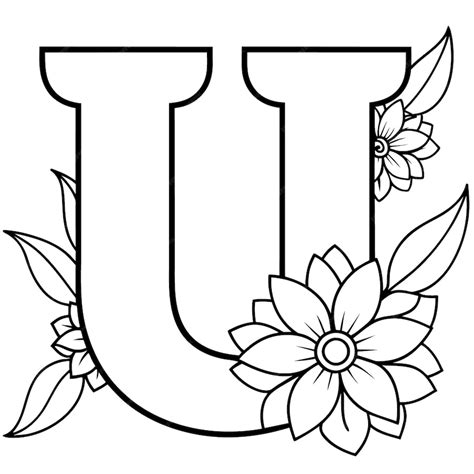 Premium Vector Alphabet U Coloring Page With The Flower U Letter