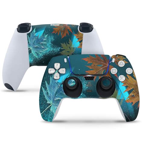 Playstation 5 Controller Skin Blue Brown Sparkle Leaves Skinslegend