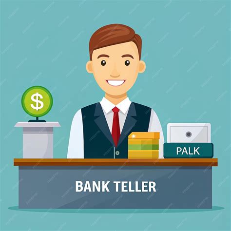 Bank Teller Vector Flat Style Service Premium Ai Generated Image