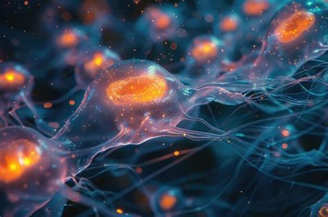 Neutral Brain Cell Macro Photography Electron Microscope View Premium Ai Generated Image