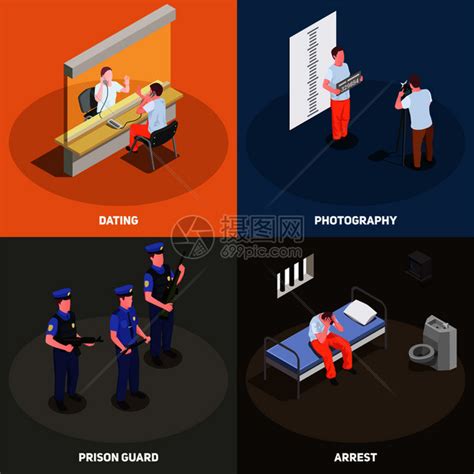 监狱4等距成与来访地区照片警卫逮捕犯罪矢量插图插画图片下载 正版图片300897440 摄图网