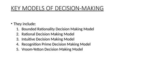 Key Models Of Decision Makingpowerpointpptx