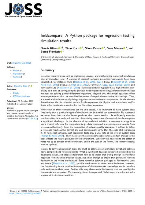 Pdf Fieldcompare A Python Package For Regression Testing Simulation