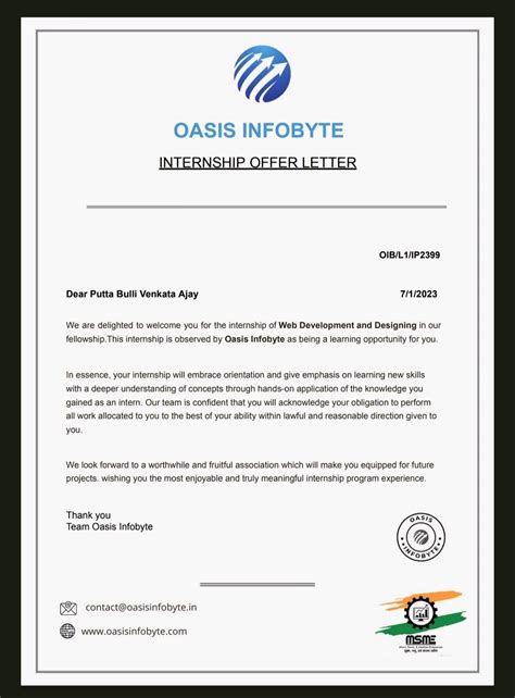 Ajay Putta On Linkedin Web Internship Oasisinfobyte