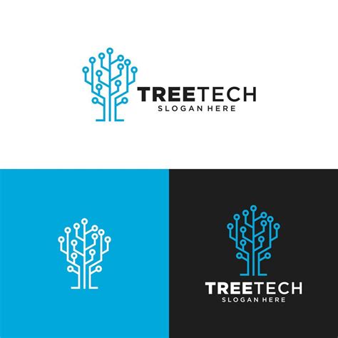 Network Connection Creative Vector Logo Digital Tree Logotype Concept