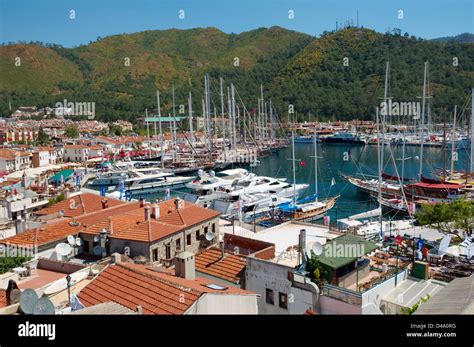 Sailing Ships In The Harbour Marmaris Muğla Province Turkey Stock