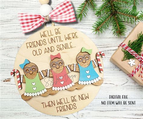 Funny Friend Christmas Ornament Svg Laser File Best Friend Christmas