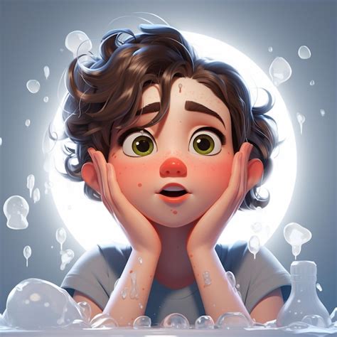 Premium Photo Cartoon Illustration Of A Girl With A Surprised Look On