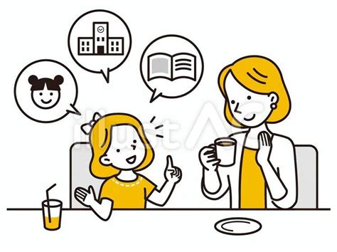 会話する親子 吹き出しイラスト No 22031377｜無料イラスト・フリー素材なら「イラストac」