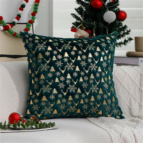 Anhility 18x18 Christmas Pillow Covers Rustic Traditional Xmas Tree
