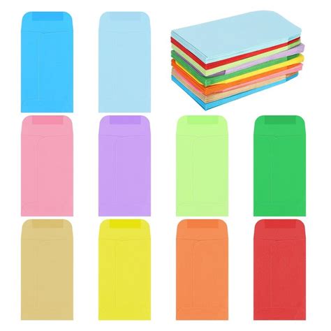 Partideal 100pcs Coloured Money Envelopes Self Adhesive Small Envelopes For Seeds Wages Beads