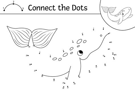 Dot To Dot And Color Activity With Cute Whale Under The Sea Connect