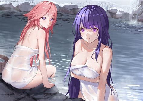 Raiden Shogun And Yae Miko Genshin Impact Drawn By Flag888 Danbooru