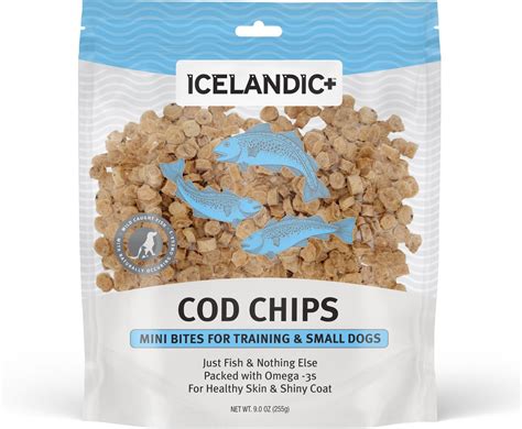 Icelandic Mini Cod Fish Chips Dehydrated Dog Treats 9 Oz Bag