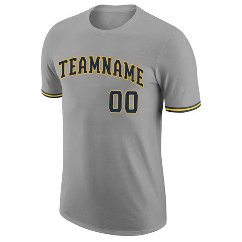 Custom Gray Navy Gold T Shirt