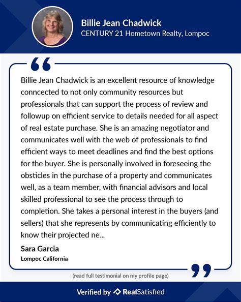 Billie Jean Chadwick On Linkedin Verifiedbyrealsatisfied