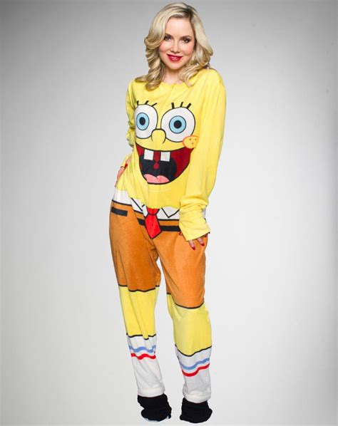 Sponge Bob Adult One Piece Pajama Spongebob Spongebob Squarepants Pajamas Women