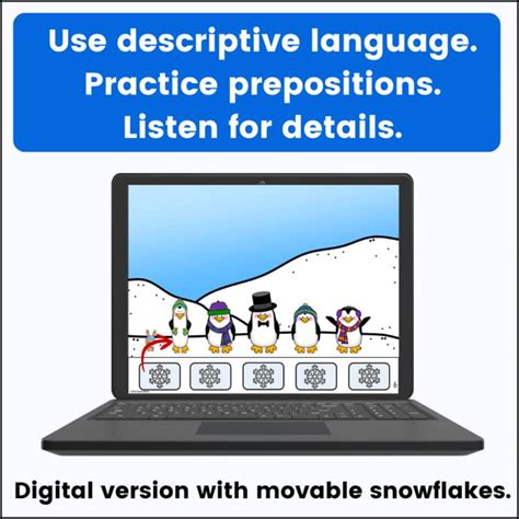 Winter Prepositions Spatial Concepts Describe And Find The Penguins