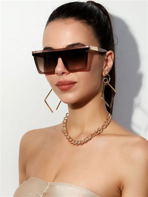 Tinted Lens Flat Top Shield Fashion Glasses Glasses Fashion Fashion Glasses