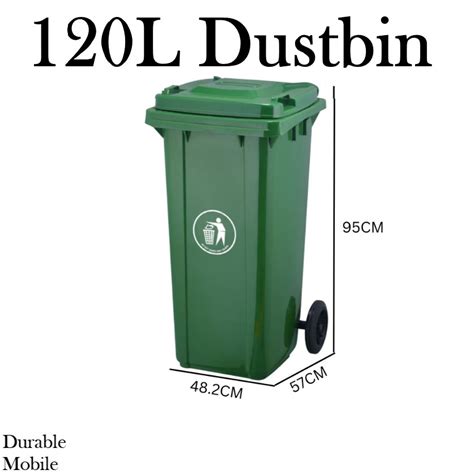 Ty 120l Tong Sampah Hijau Besar Big Green Dustbin Green Plastic Dustbin Tong Sampah Besar Mobile