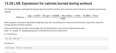Solved Please Answer In C 1 528 Lab Expression For Calories Burned