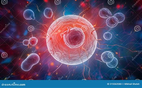 Abstract Look Inside A Living Cell Nucleus Mitochondria Vacuoles