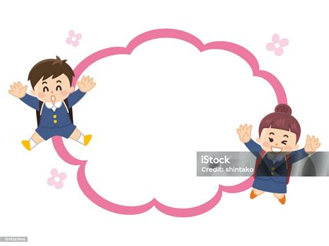 Illustration Set Of Elementary School Students In Uniform And Speech