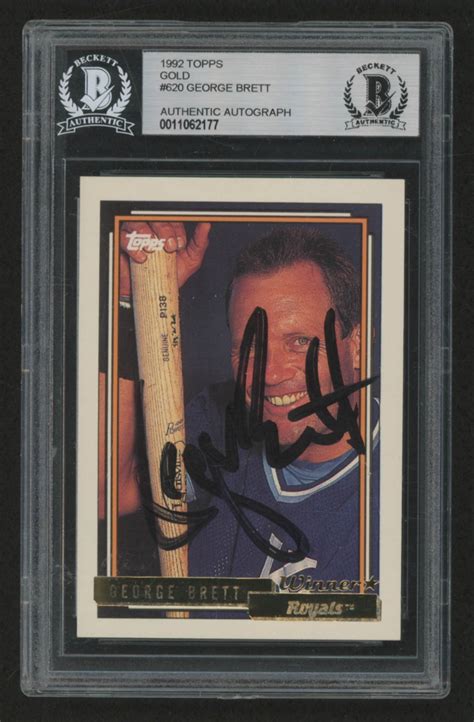George Brett Signed 1992 Topps Gold 620 Bgs Encapsulated Pristine