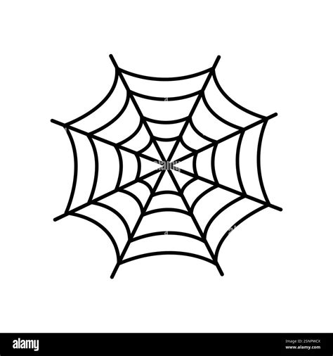 Vector Outline Illustration Of A Simple Fancy Halloween Spider Web
