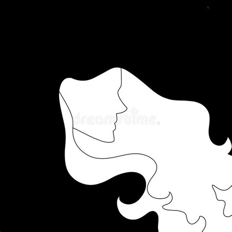 Girl Profile Silhouette Logo With Long Hair Illustration On White Background Hairstyle