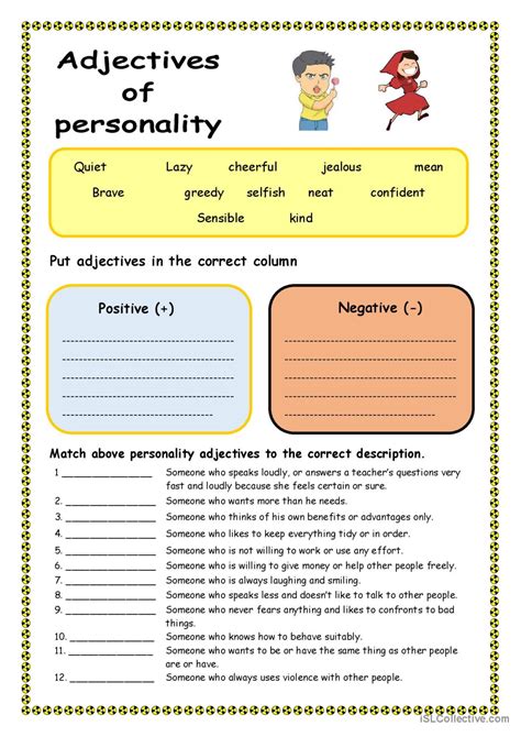 Adjective Of Personality English Esl Worksheets Pdf And Doc