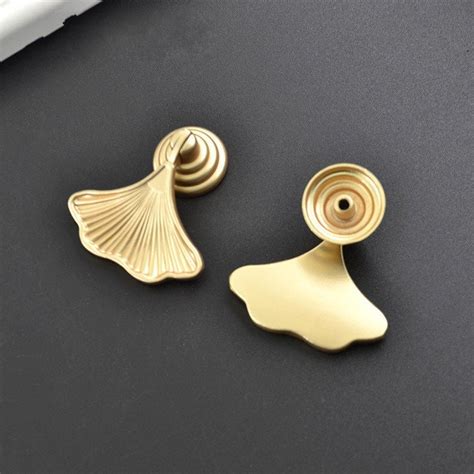 Ginkgo Leaf Drawer Pull Knob Gold Fan Dresser Pulls Handle Etsy