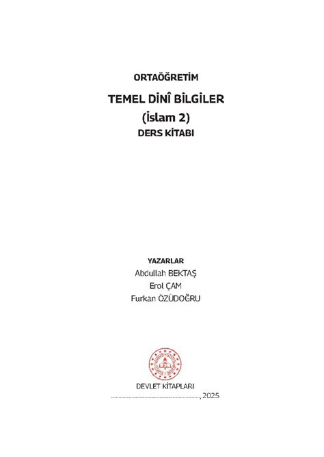 Temel Dinî Bilgiler 2 İslam 2 Meb 2025 Lise Ders Kitabı Studocu