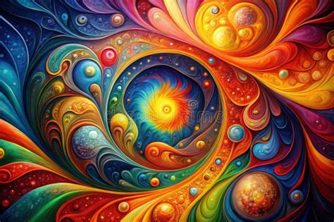 Vibrant Swirls Of Color In An Abstract Artistic Composition Featuring A Central Radiating Design