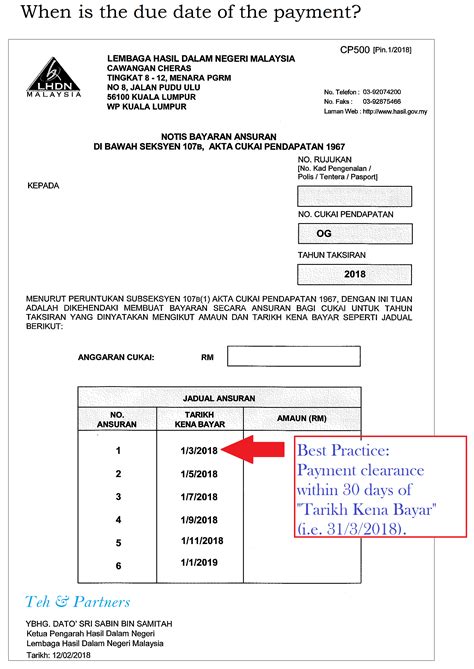 Cp500 Tax Instalment Scheme Teh And Partners