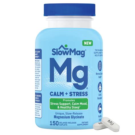 Slowmag Magnesium Glycinate Caplets 150 Count Slow Release Calm