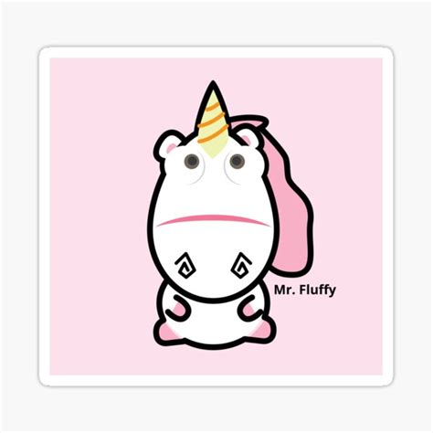 Mr Fluffy The Unicorn Pink Sticker For Sale By Quacken Redbubble