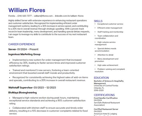 1 Server Cv Examples Free Templates