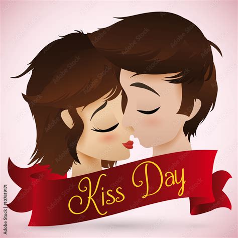 Romantic Couple Kissing for Kiss Day, Vector Illustration vector de Stock | Adobe Stock
