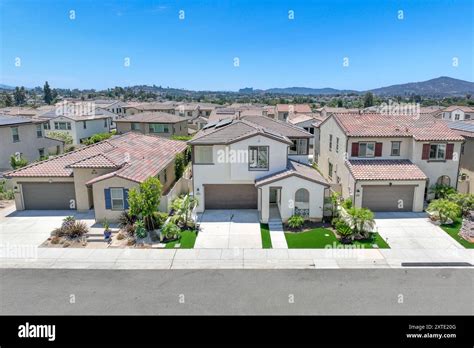 Aerial View Of Middle Class Community Big Houses Escondido South