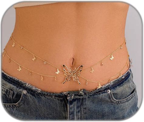 Butterfly Waist Chain For Women Silvergold Layered Belly