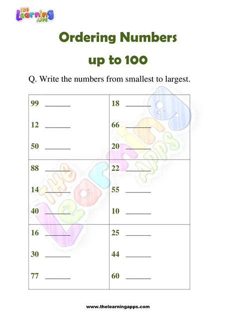 Free Printable Ordering Numbers Worksheets For Grade 3