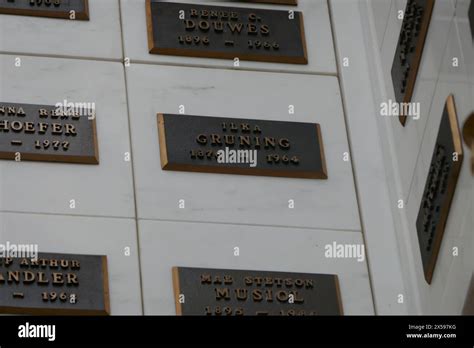 Santa Monica California Usa 6th May 2024 Actress Ilya Gruning Grave In Mausoleum At Woodlawn