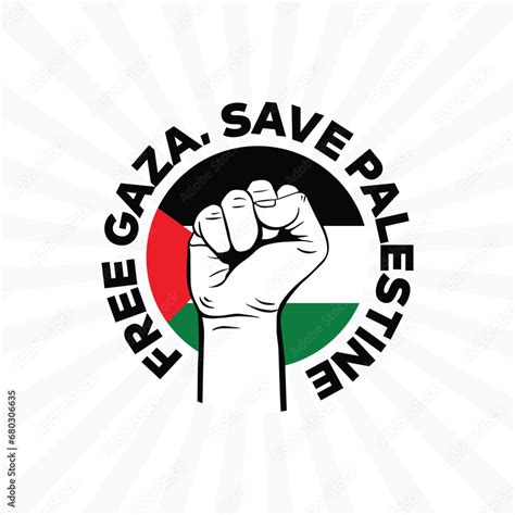 Free Gaza Free Palestine Vector Typography Template Design With Fist