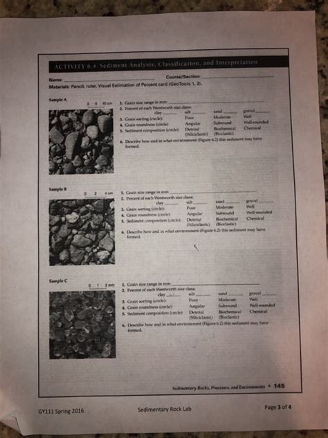 Activity 64 Sediment Analysis Classification And
