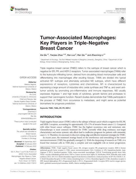 PDF Tumor Associated Macrophages Key Players In Triple Negative